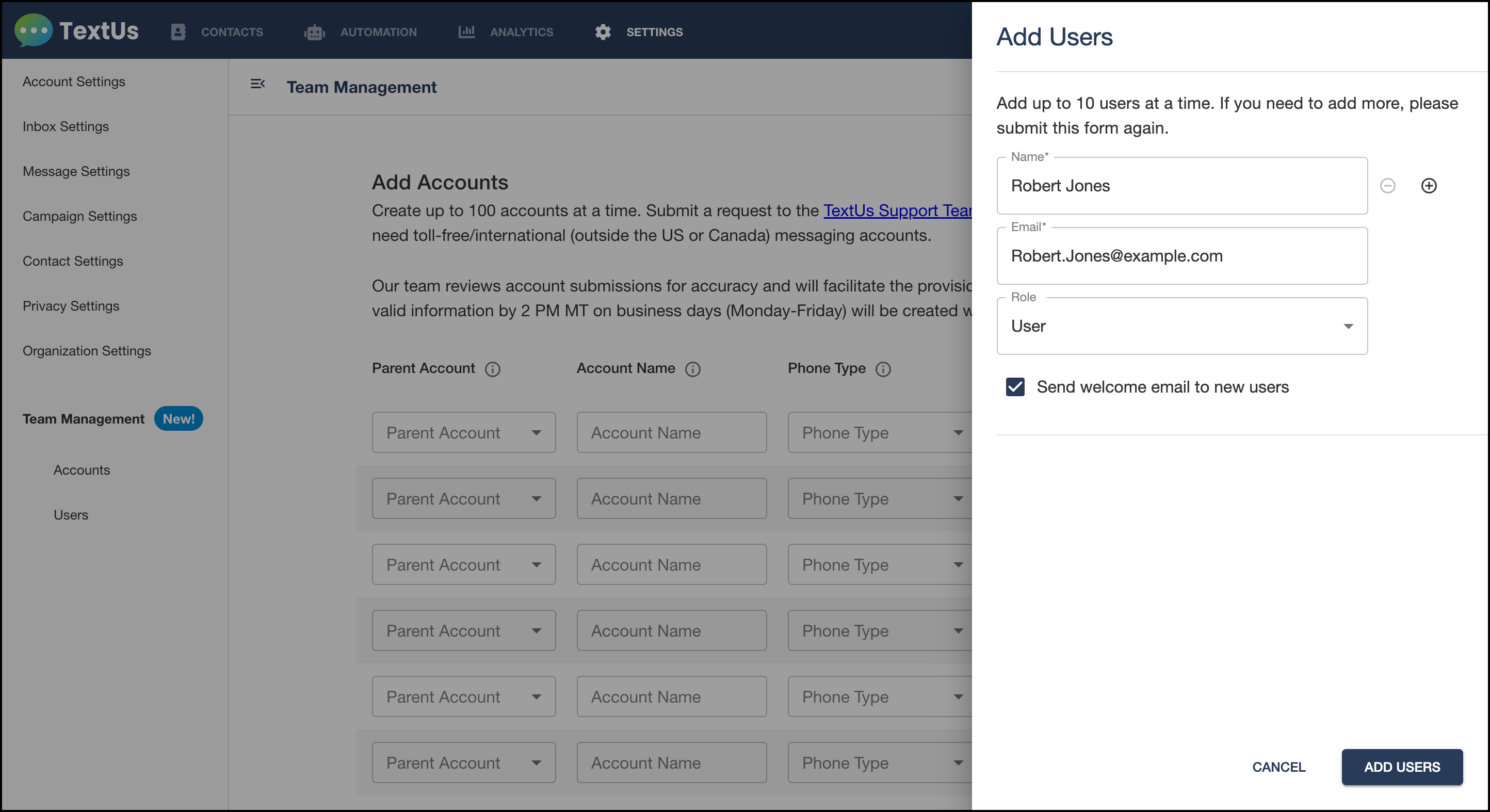 Manage Messaging Accounts